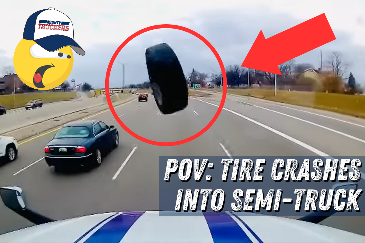 POV: Tire Takes Flight and Shatters Trucker's Windshield